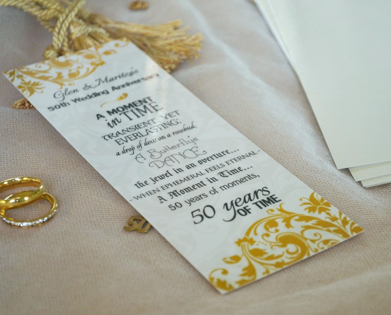 50th Wedding Anniversary Bookmark Favors | Etsy