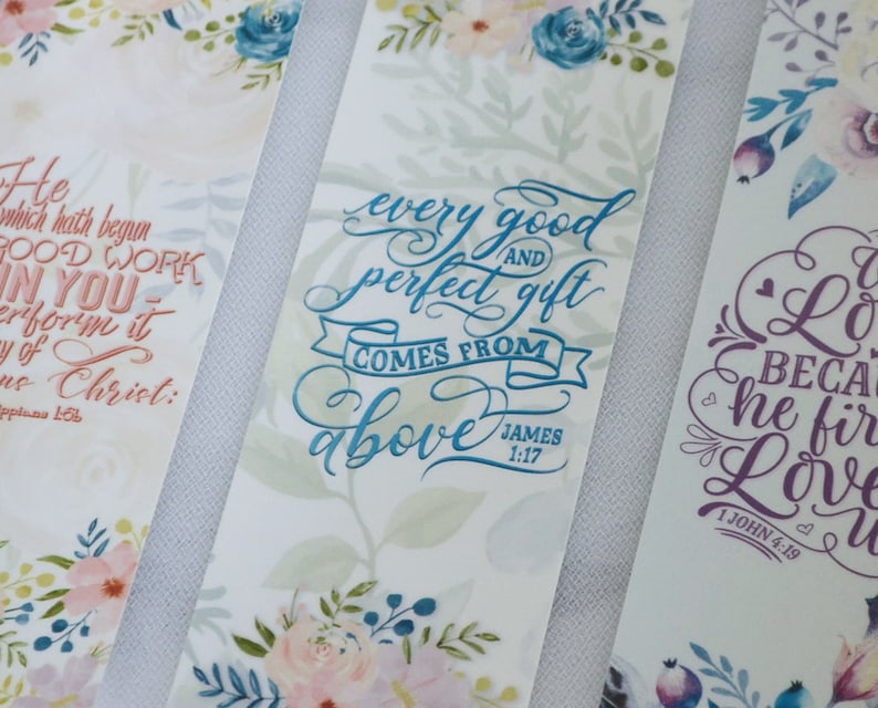 Floral Scripture Bookmarks for Easter or Wedding Favors | Etsy