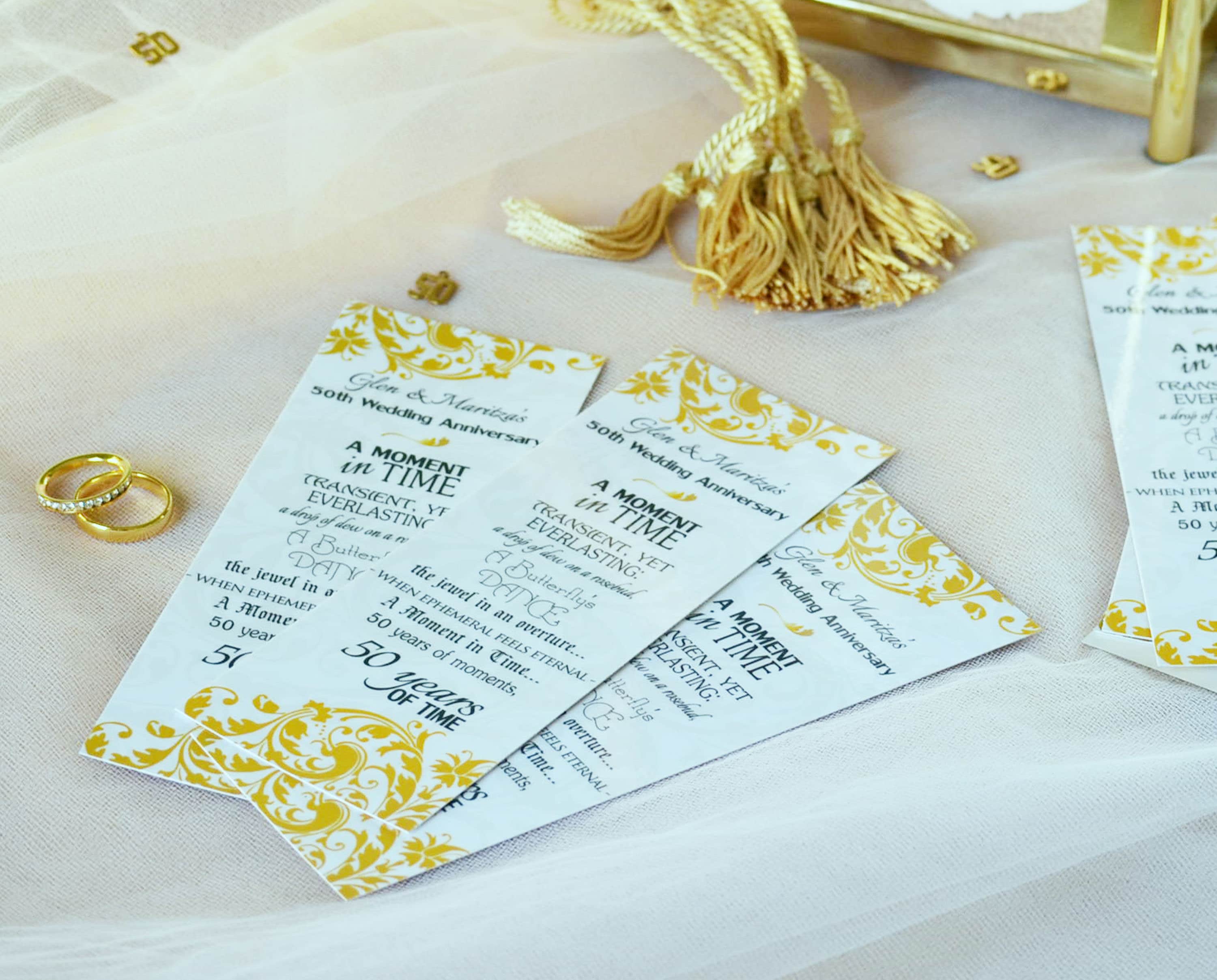 50th Wedding Anniversary Bookmarks / Golden Anniversary Event | Etsy