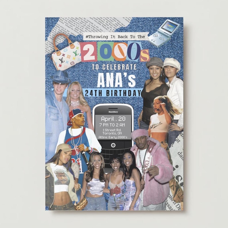 Editable Y2K Party Invite Throwback 2000s Theme Birthday Invitation ...