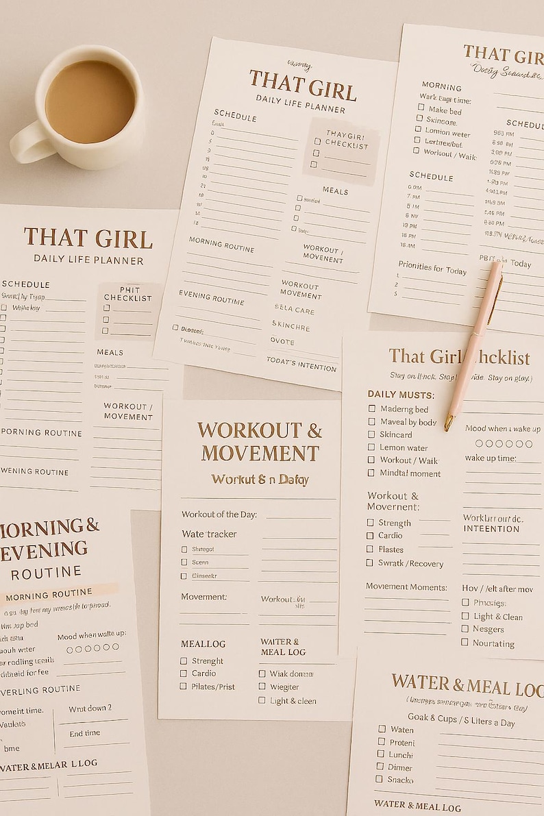 That Girl Daily Life Planner | Aesthetic Printable PDF for Habits ...