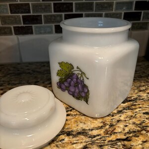Vintage Milk Glass Canister With Grape Design and Sunburst Lid - Etsy