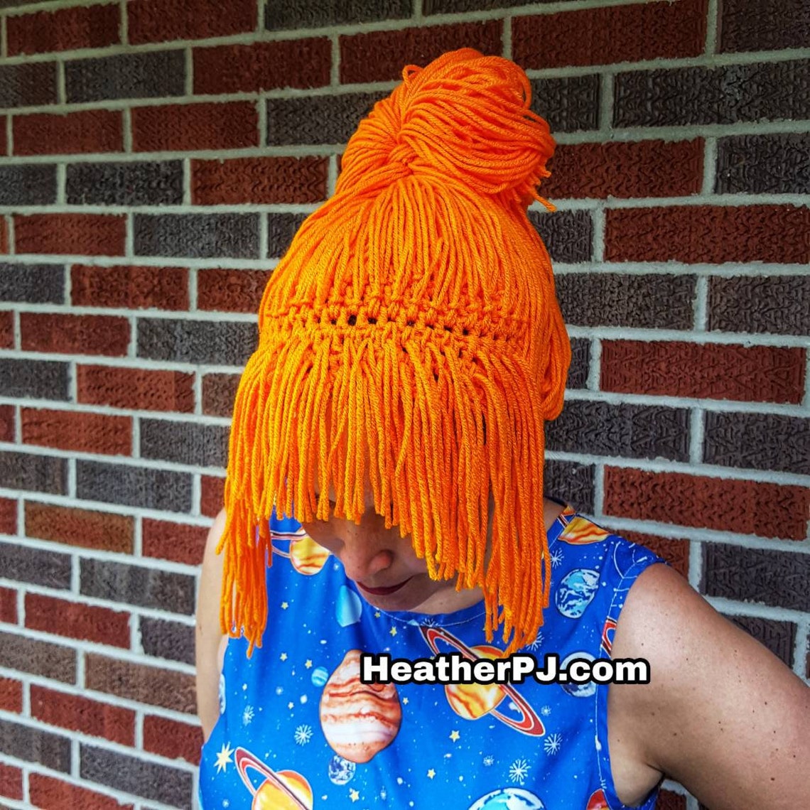 The Frizzle Secret Agent Any Size Crocheted Orange Yarn Wig Handmade - Etsy