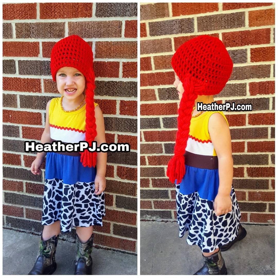 Any Size Long Braided Red Yarn Wig Handmade With Fat Quality Red Yarn ...