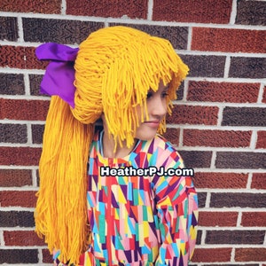 Golden Yellow Pony Tail Any Size Crocheted Bright Yellow Yarn Wig ...