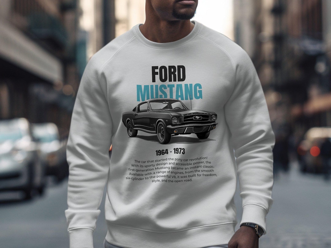 Ford Mustang Sweatshirt Vintage Car Graphic 1964 1973 Classic Style ...