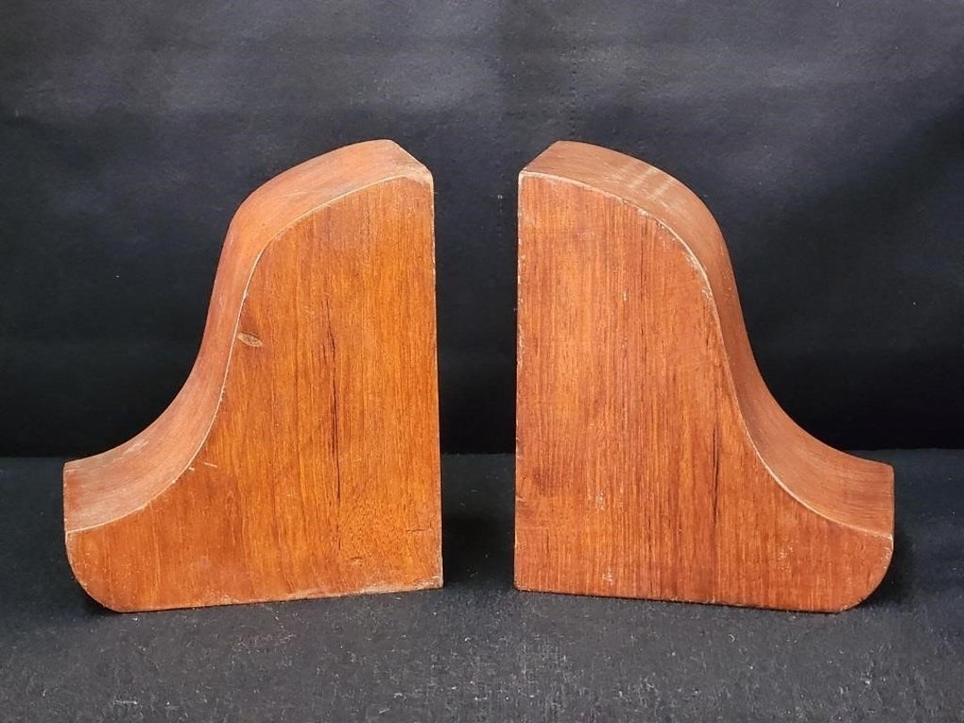 Vintage Solid Wood Bookends - Etsy