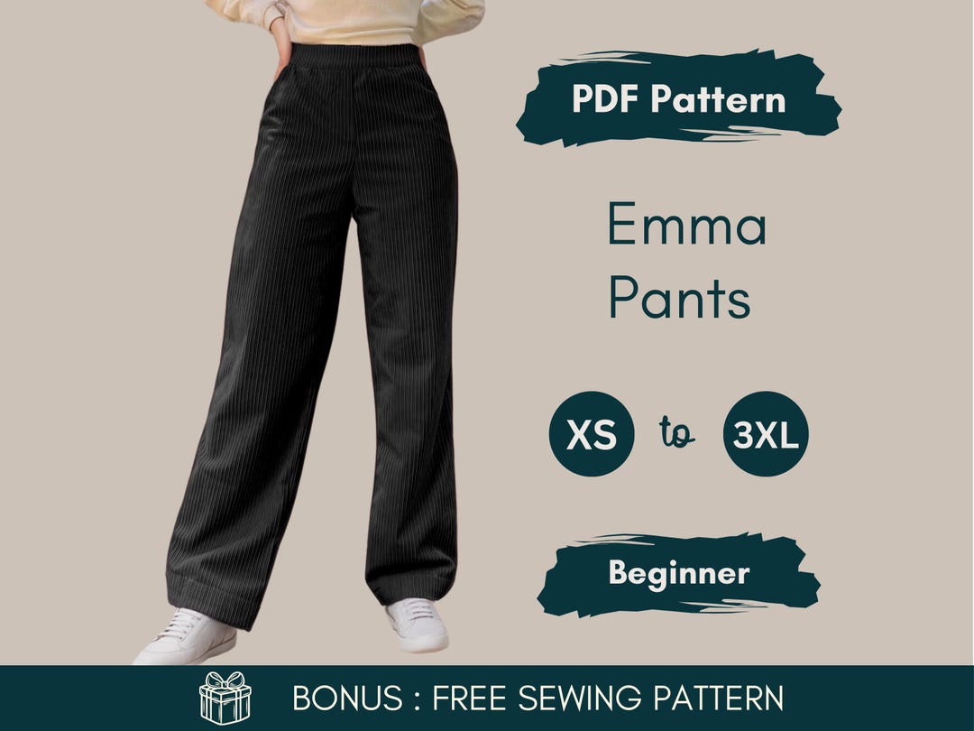 High-waisted Pants Sewing Pattern | Straight Leg Trousers Pattern ...