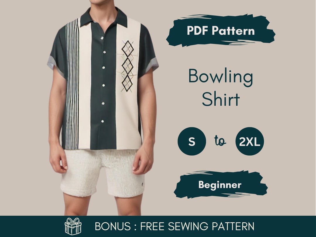 Bowling Shirt Sewing Pattern | Men's Retro Shirt Pattern | Short Sleeve ...