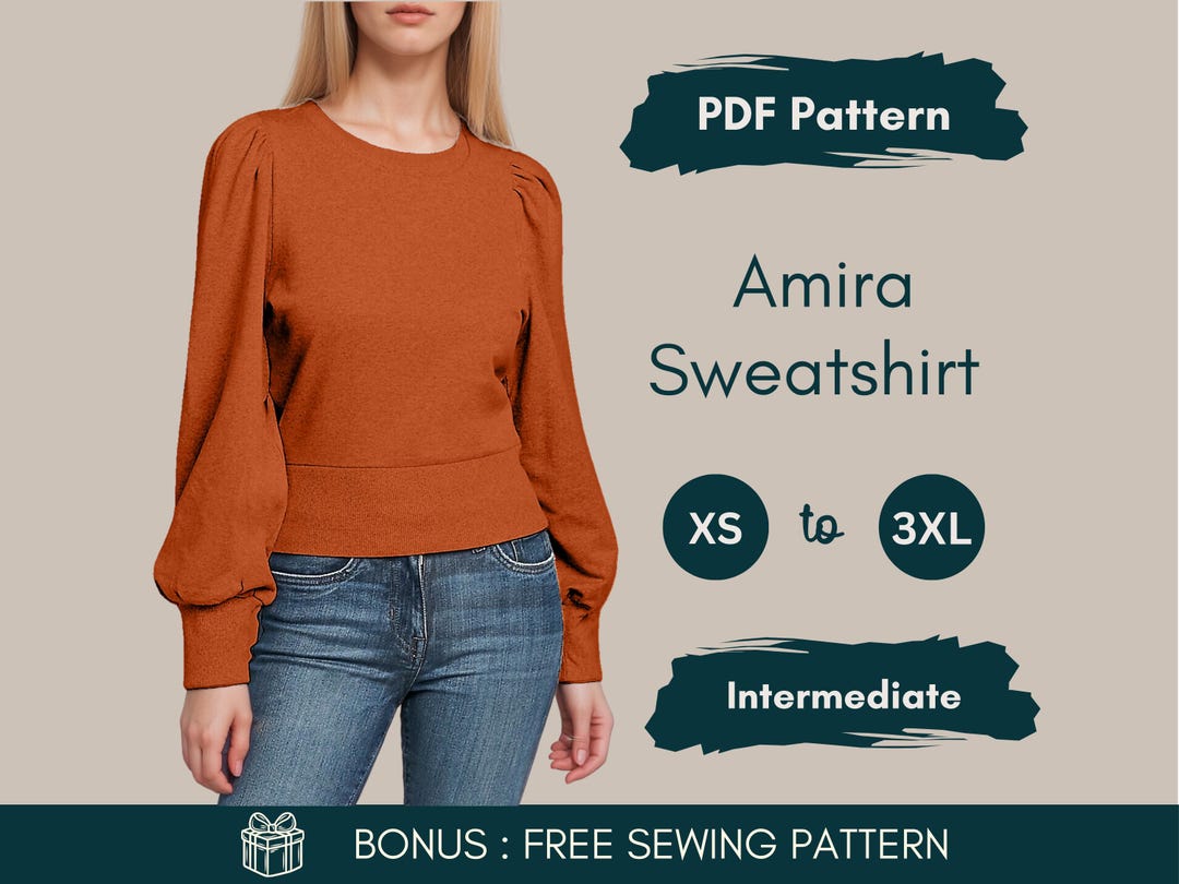 Puffed Sleeve Sweatshirt Pattern | Cozy Winter Sweatshirt Sewing ...
