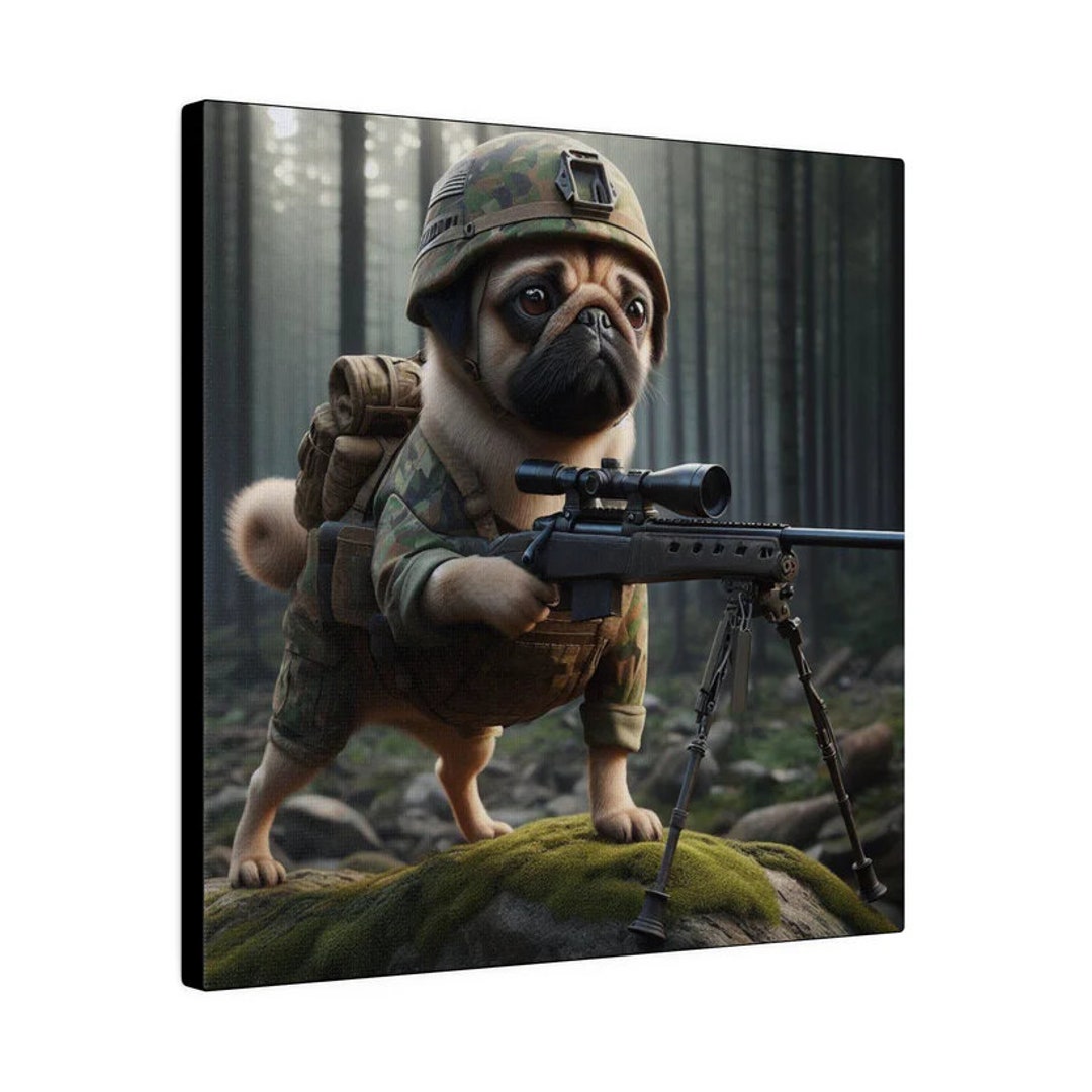 Pug Special Forces Combat Soldier Motivational Funny and Cute Pet Wall ...