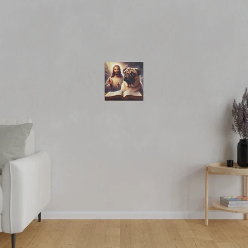 Pug Reading Bible Encounter Jesus Christ Religious Funny Cute Pet Wall ...