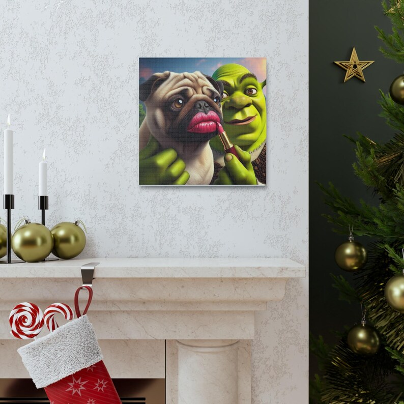 Shrek Applying Hot Pink Lipstick on Pug Nail Salon Makeup Artist Hair ...
