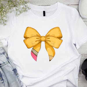 Cute Pencil Bow PNG, Back to School Clipart, Yellow Bow With Pencil ...