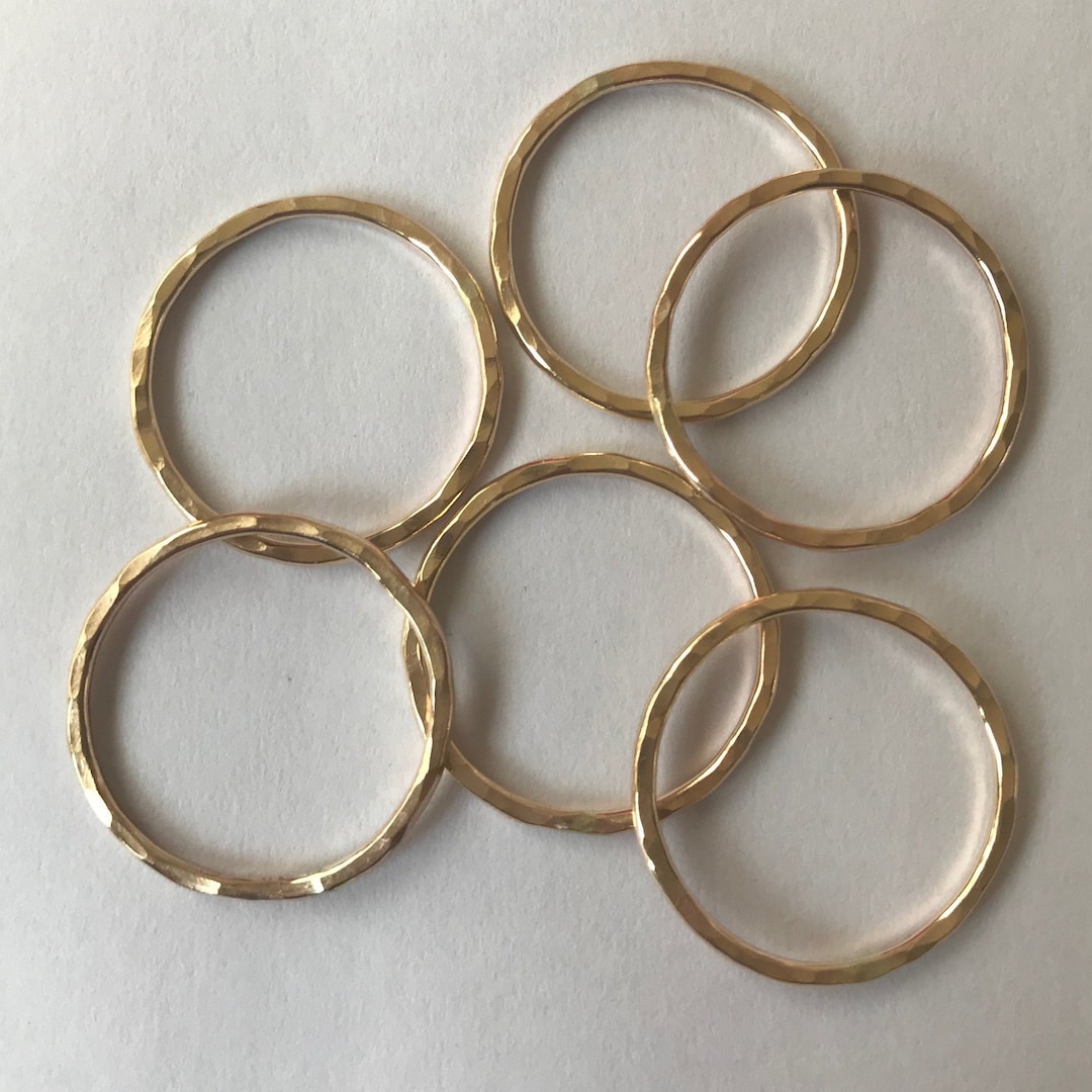 Six Gold Filled Circle Connectors, 3/4", Hammered - Etsy