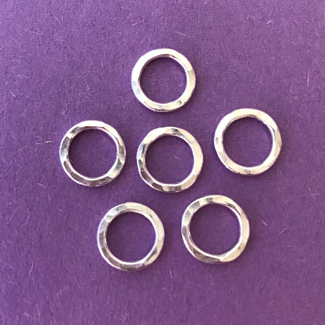 12 Sterling Circles - Connectors - 3/8 Inch - Hammered - Handmade ...
