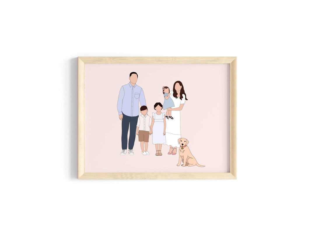 Custom Portrait Family Faceless From Photo, Personalized Gift ...