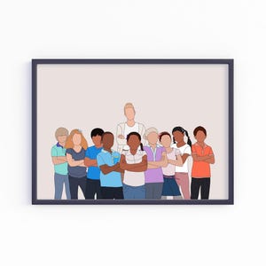 Custom Class Portrait, Teacher and Students Group Illustration Gift ...