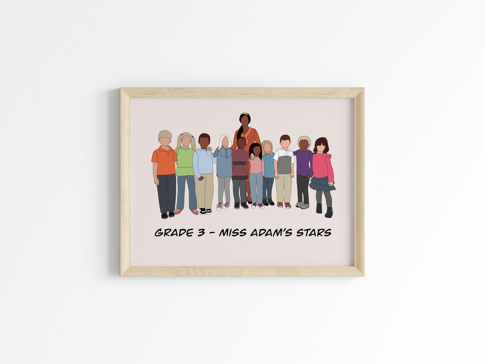 Custom Class Portrait, Teacher and Students Group Illustration Gift ...