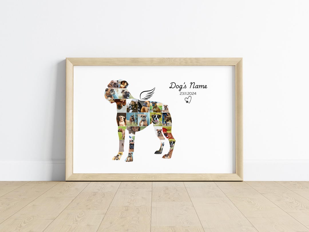 Boxer Dog Memorial Photo Collage Canva Template, Custom Dog Loss Gift ...