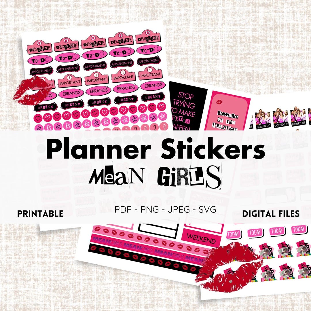 Mean Girls Printable Sticker Set – Pdf, PNG, Jpeg, SVG Digital Download ...