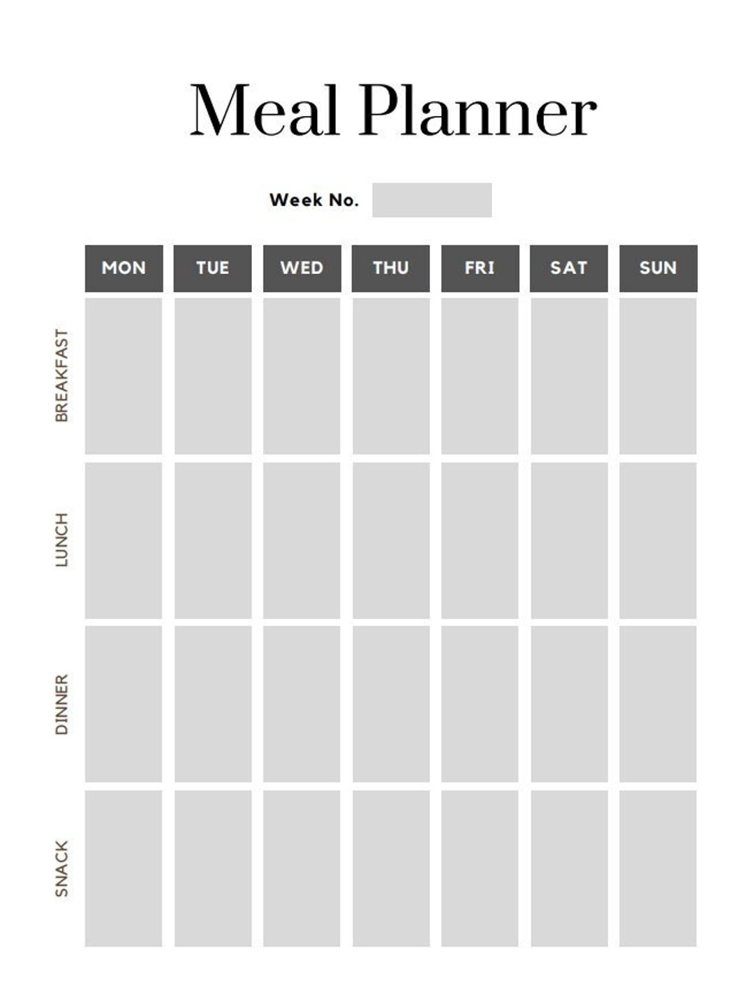Simple Meal Planner - Etsy