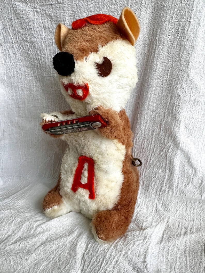 Vintage 1959 Stuffed Alvin & the Chipmunks Playing Harmonica, Musical ...