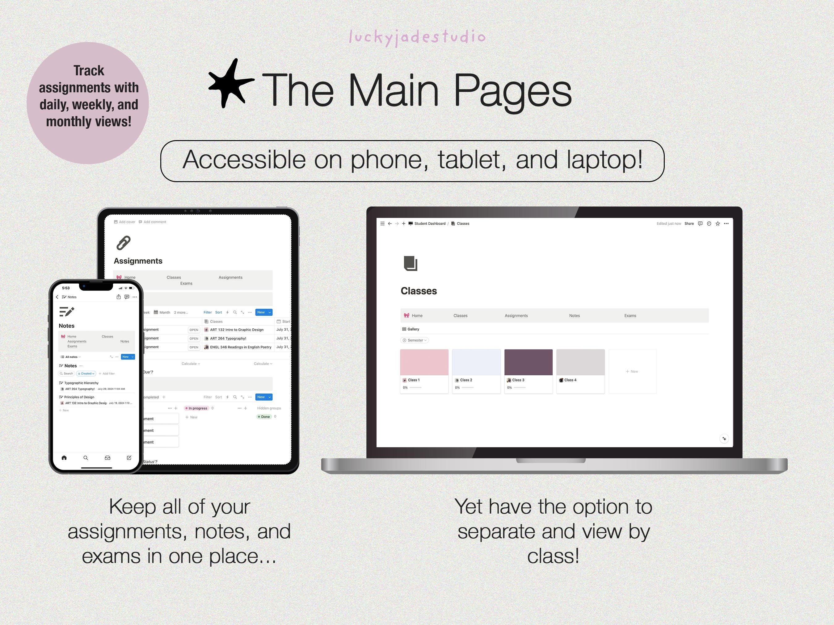 Aesthetic Student Planner Notion Template Coquette Japanese Pink Cute ...