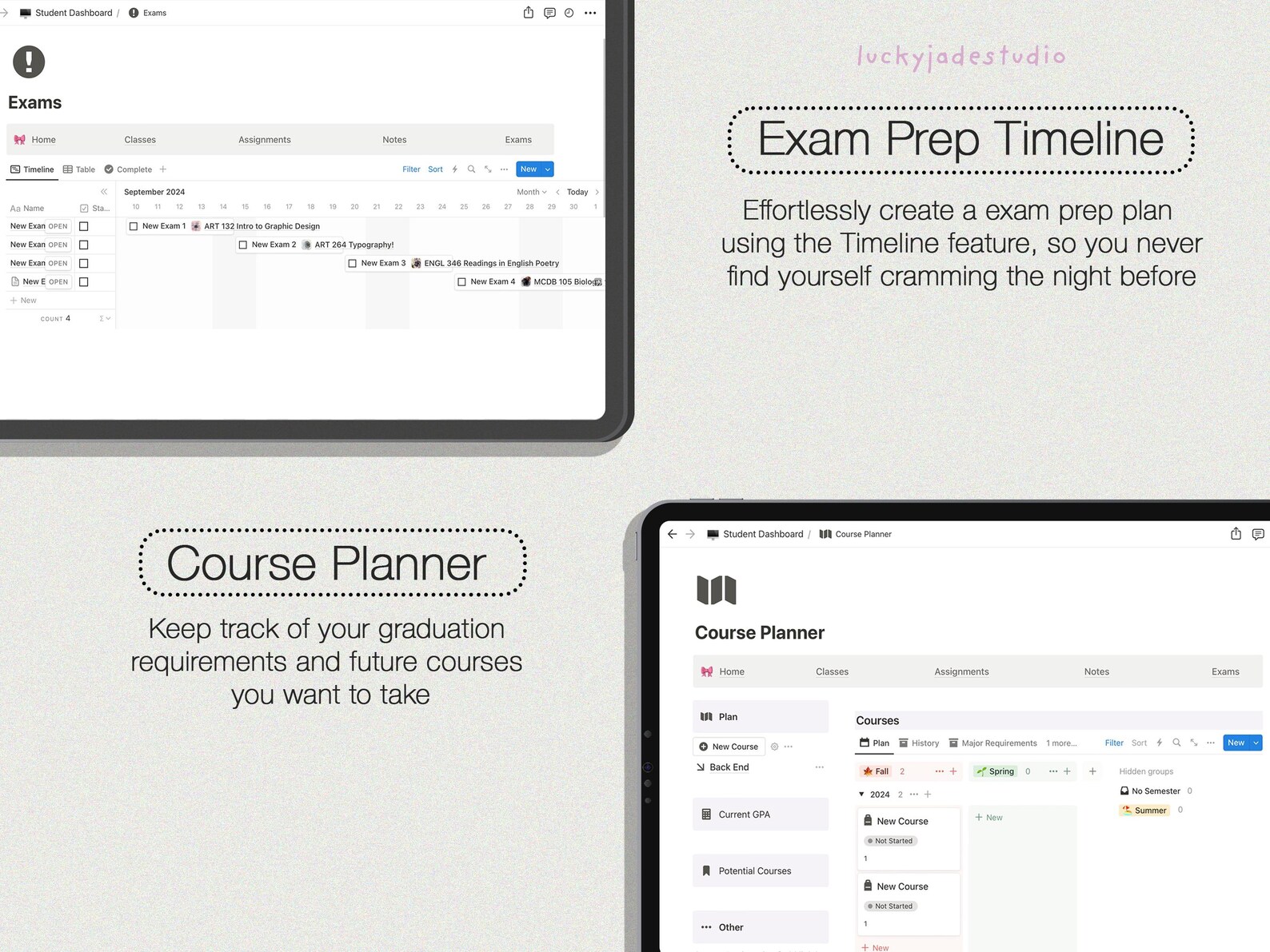 Aesthetic Student Planner Notion Template Coquette Japanese Pink Cute ...