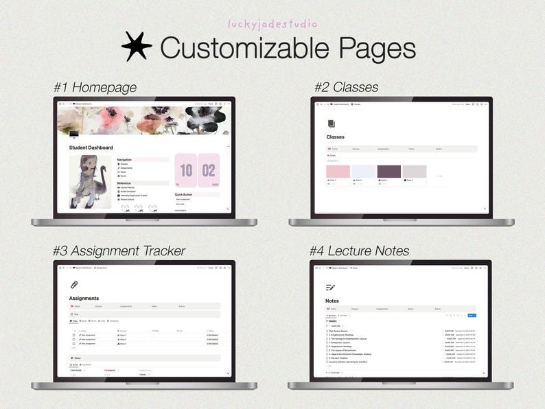 Aesthetic Student Planner Notion Template Coquette Japanese Pink Cute ...