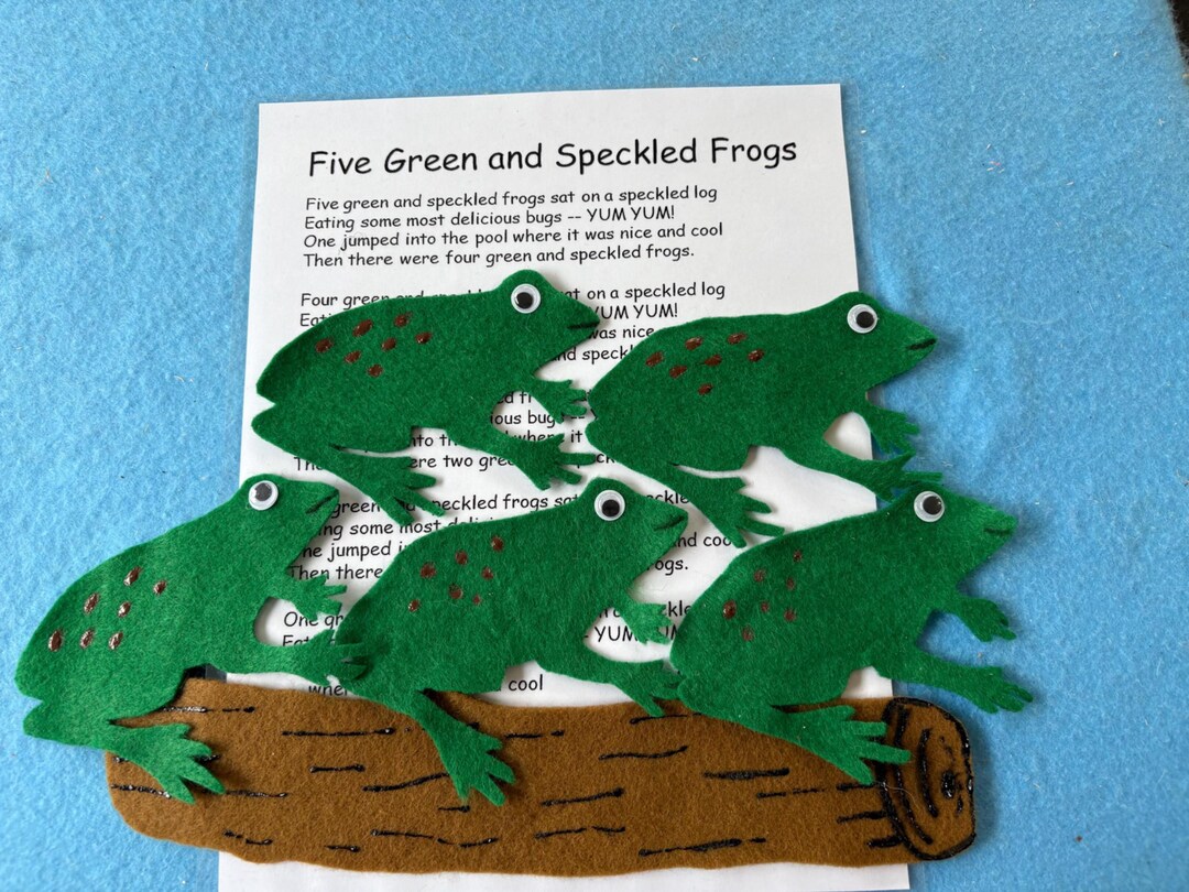 5 Green and Speckled Frogs Felt Board Game: Homeschool, Preschool, and ...