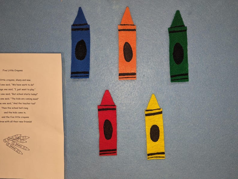 5 Little Crayons, Felt Board Story, Preschool, Daycare, Homeschool ...