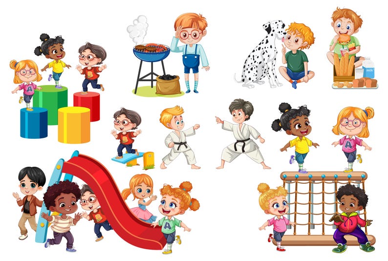 Cute School Kids PNG Clipart Bundle Back to School Sublimation Happy ...