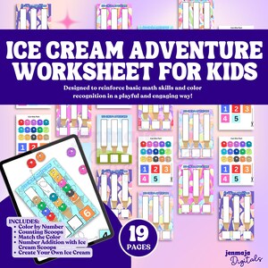 Ice Cream Adventure: Fun Color-by-number & Counting Worksheet for Kids ...