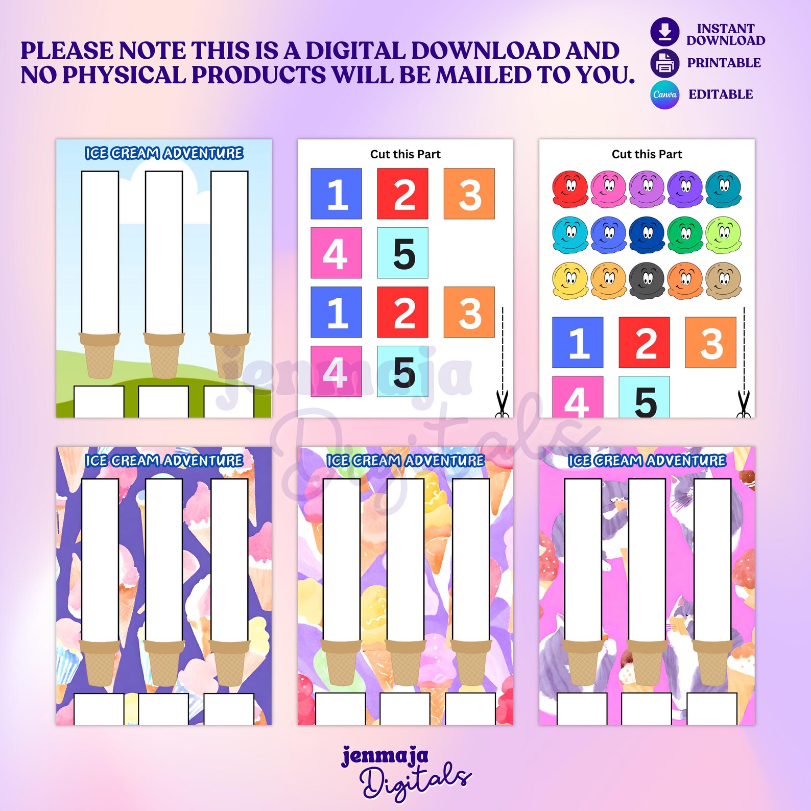 Ice Cream Adventure: Fun Color-by-number & Counting Worksheet for Kids ...