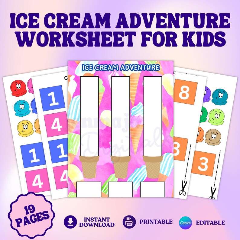 Ice Cream Adventure: Fun Color-by-number & Counting Worksheet for Kids ...