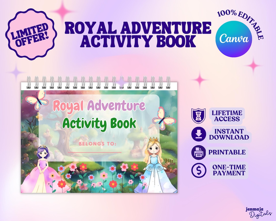 Royal Adventure Activity Book for Kids and Toddlers, Editable Template ...