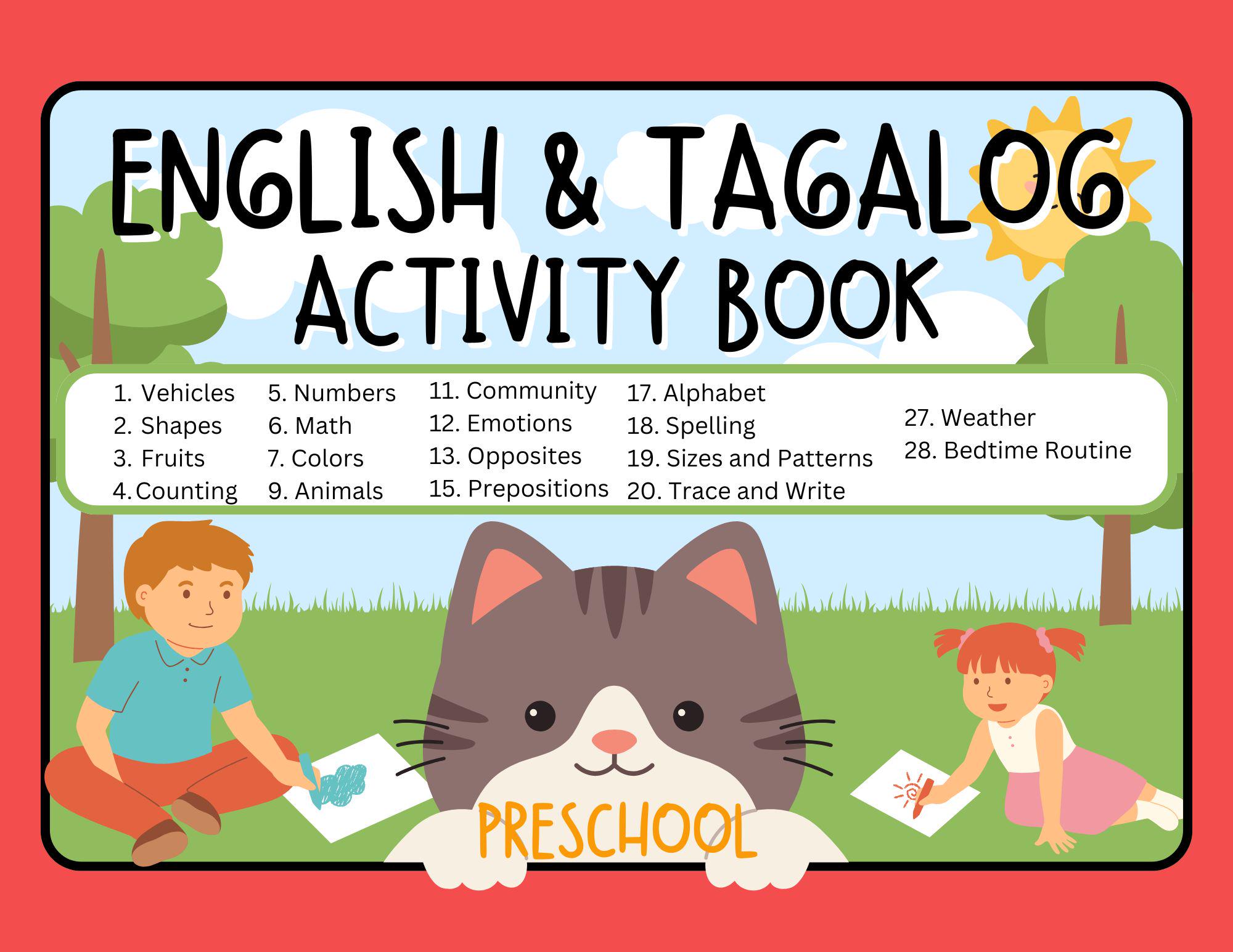 Bilingual English Tagalog Activity Book: Montessori Travel Toy - Etsy