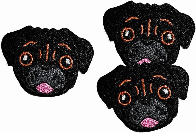 Truly Small Black Pug Cartoon Embroidery Patch for Clothing Jackets ...