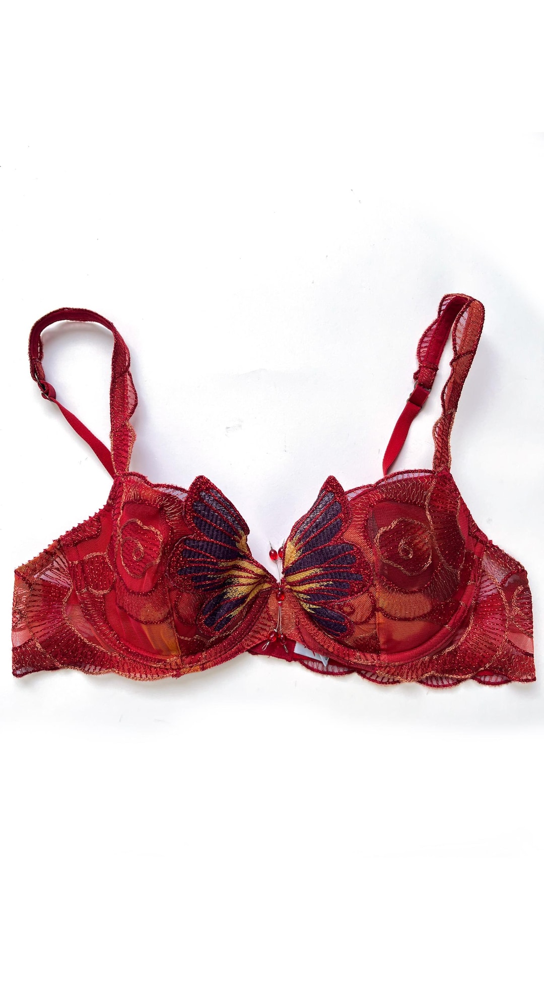 Ravage ~ 2000s Luxurious Red Butterfly Bra - Etsy