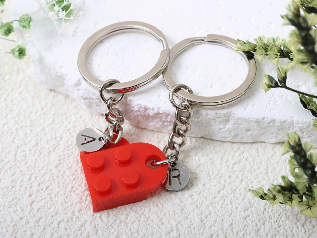 Personalized Initial Heart Keychain Set, Initials Keychains,matching ...