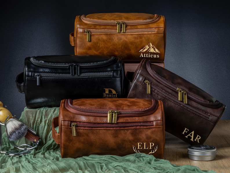 Custom Men's Leather Toiletry Bag,men's Monogrammed Leather Toiletry ...