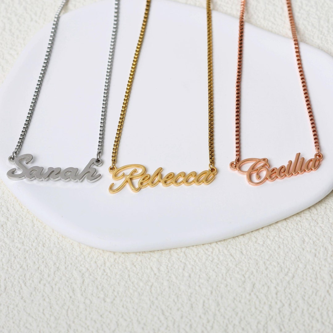 Custom Name Plate Necklace,personalized Name Chain Gold Name Necklace ...