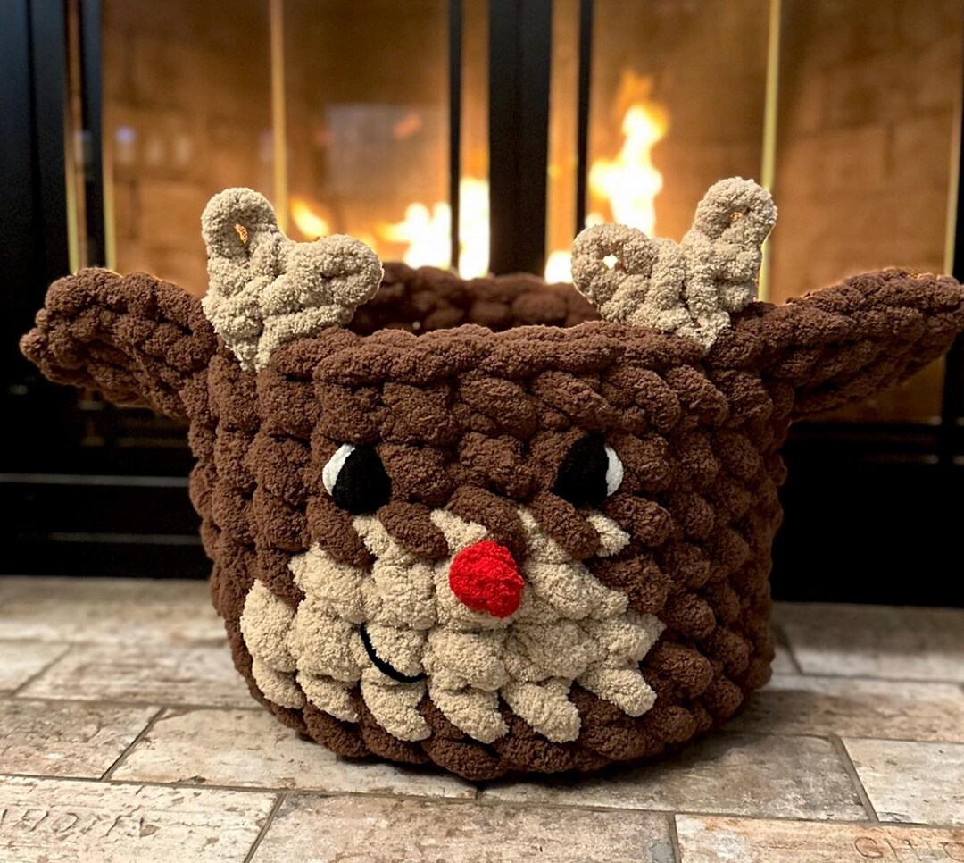 Hand Crochet RUDOLPH Basket Video Tutorial/hand Crochet Animal Basket ...
