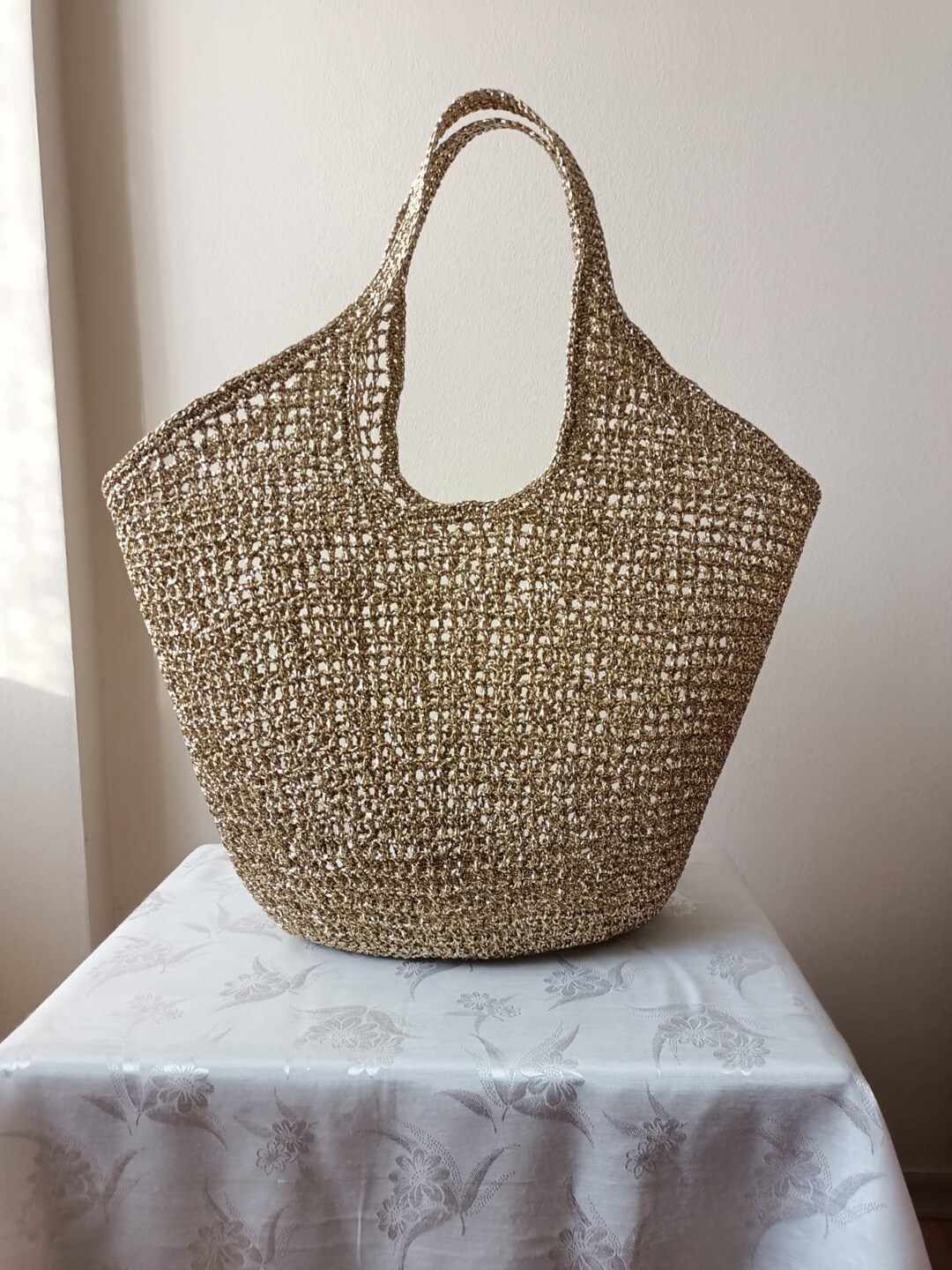 Glitter Gold Beach Bag,sparkly Metallic Bag,shiny Mesh Holiday Bag ...