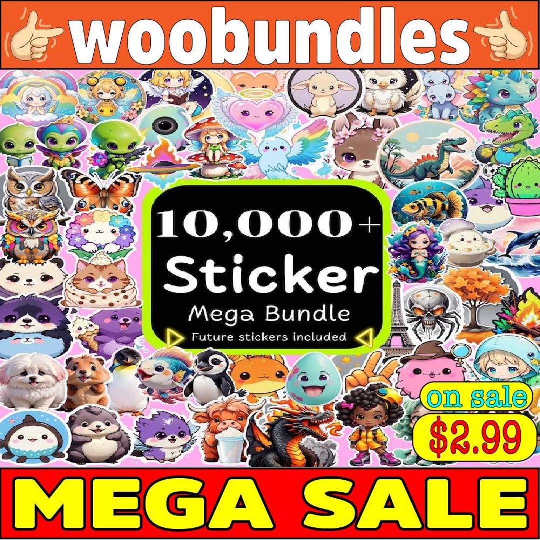 10,000 Sticker Mega Bundle, Digital Sticker Pack, Sticker Bundle ...