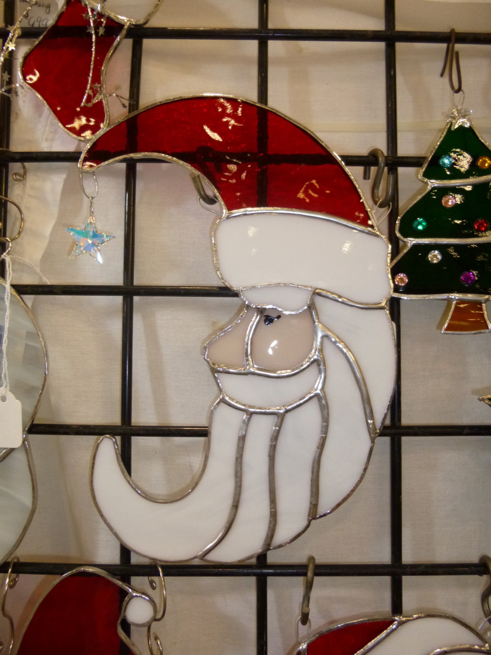 Stained Glass Crescent Santa - Etsy