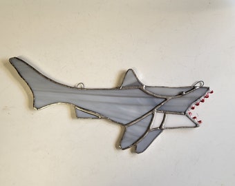 Stained Glass Shark Mirror/jaws Inspired Mirror/shark Wall Hanging - Etsy