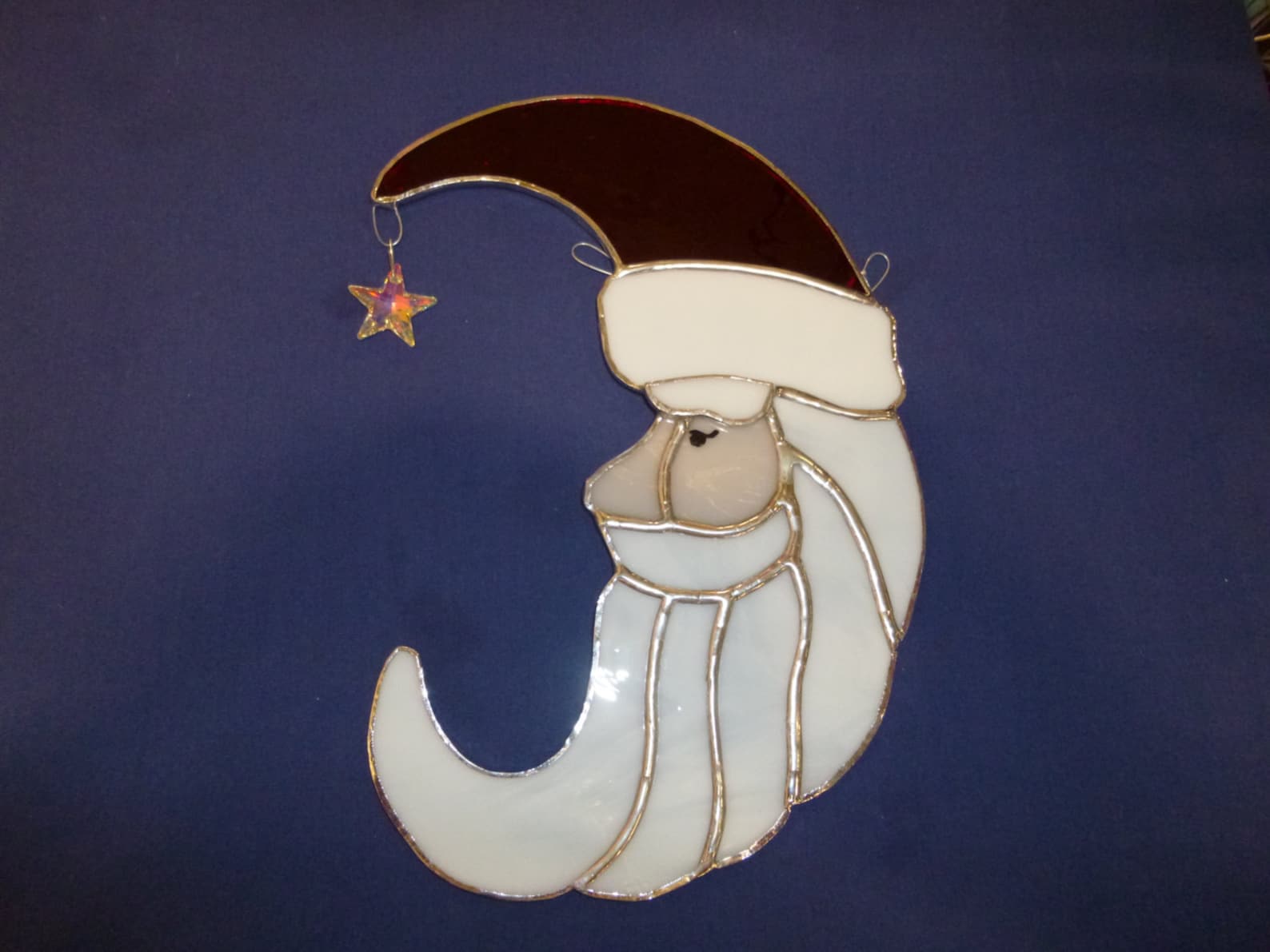 Stained Glass Crescent Santa - Etsy