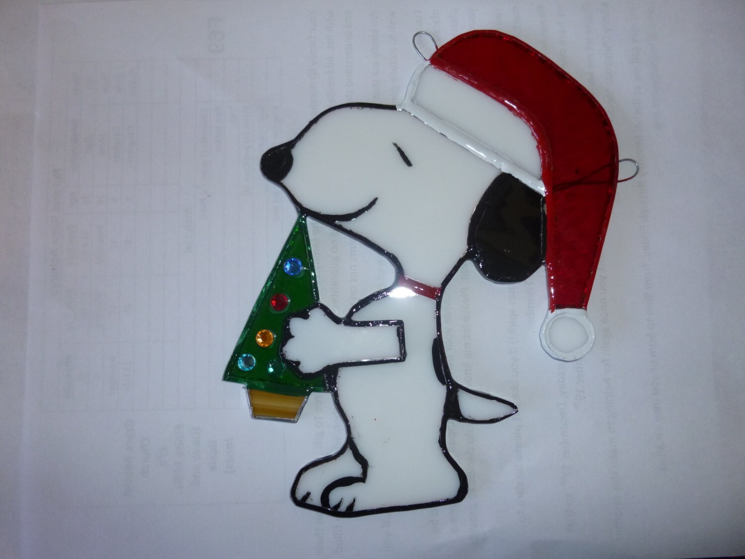 Stained Glass Snoopy Santa | Etsy